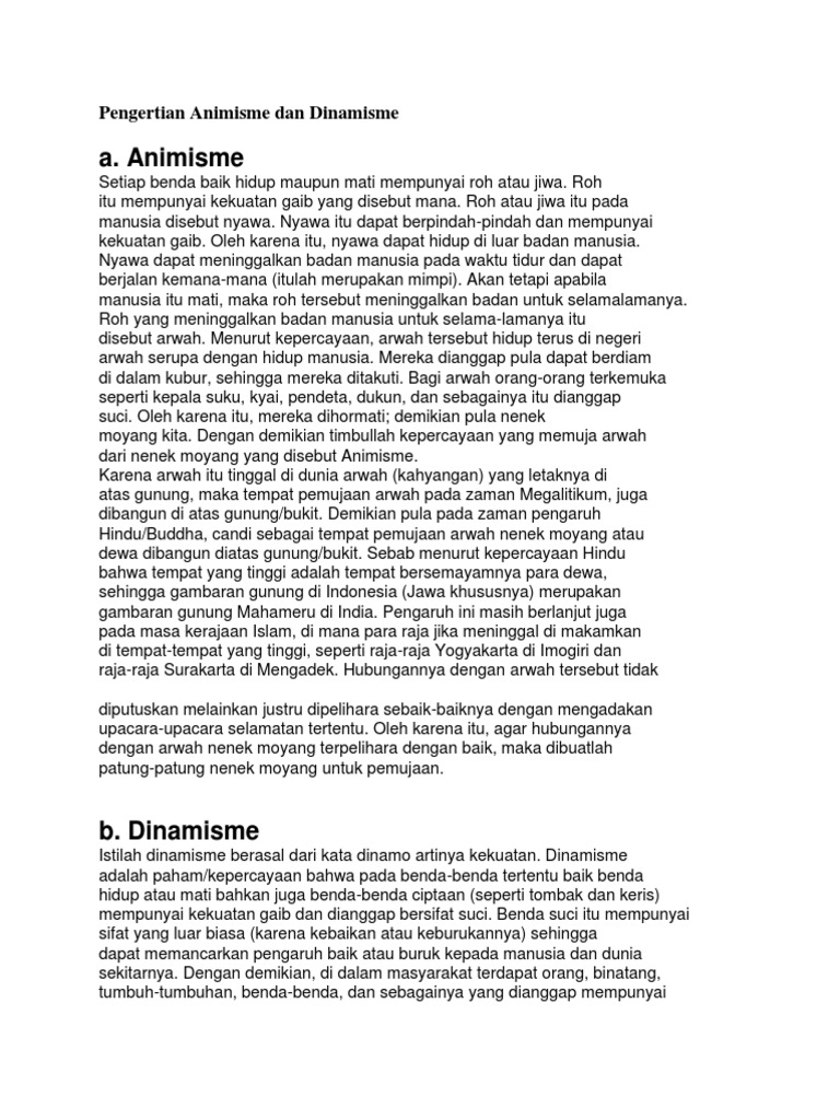 Animism and Dynamism in Traditional Indonesian Society | PDF