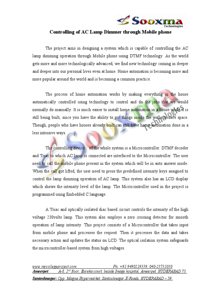 SET-280. Controlling AC Lamp Dimmer Through Mobile Phone | PDF ...