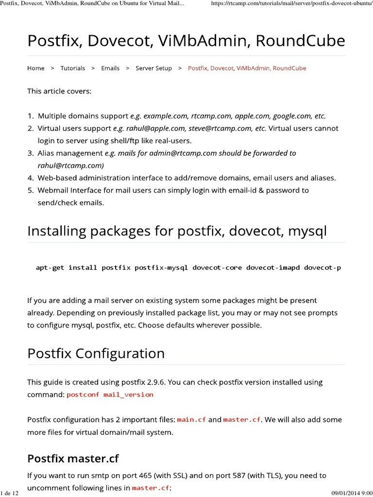 Postfix, Dovecot, ViMbAdmin, RoundCube en Ubuntu para Correosvirtuales (Nginx) PDF | PDF ...