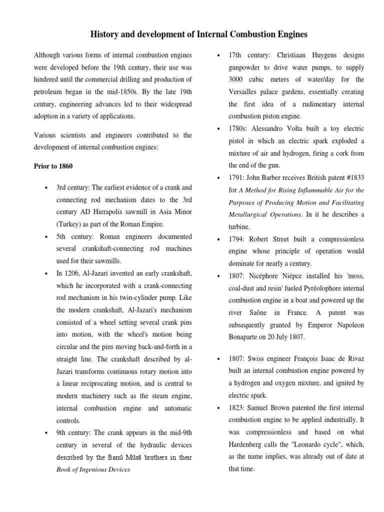 Evolution of Internal Combustion Engines | PDF | Internal Combustion ...
