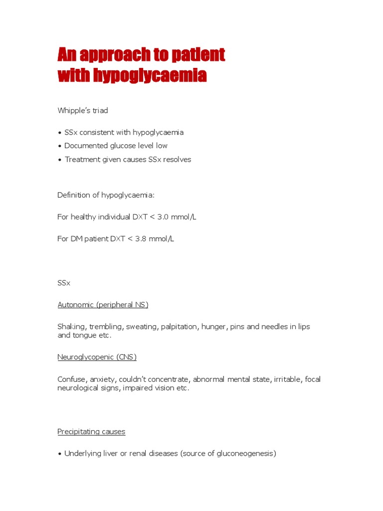 Understanding Whipple's Triad in Hypoglycaemia | PDF | Hypoglycemia ...