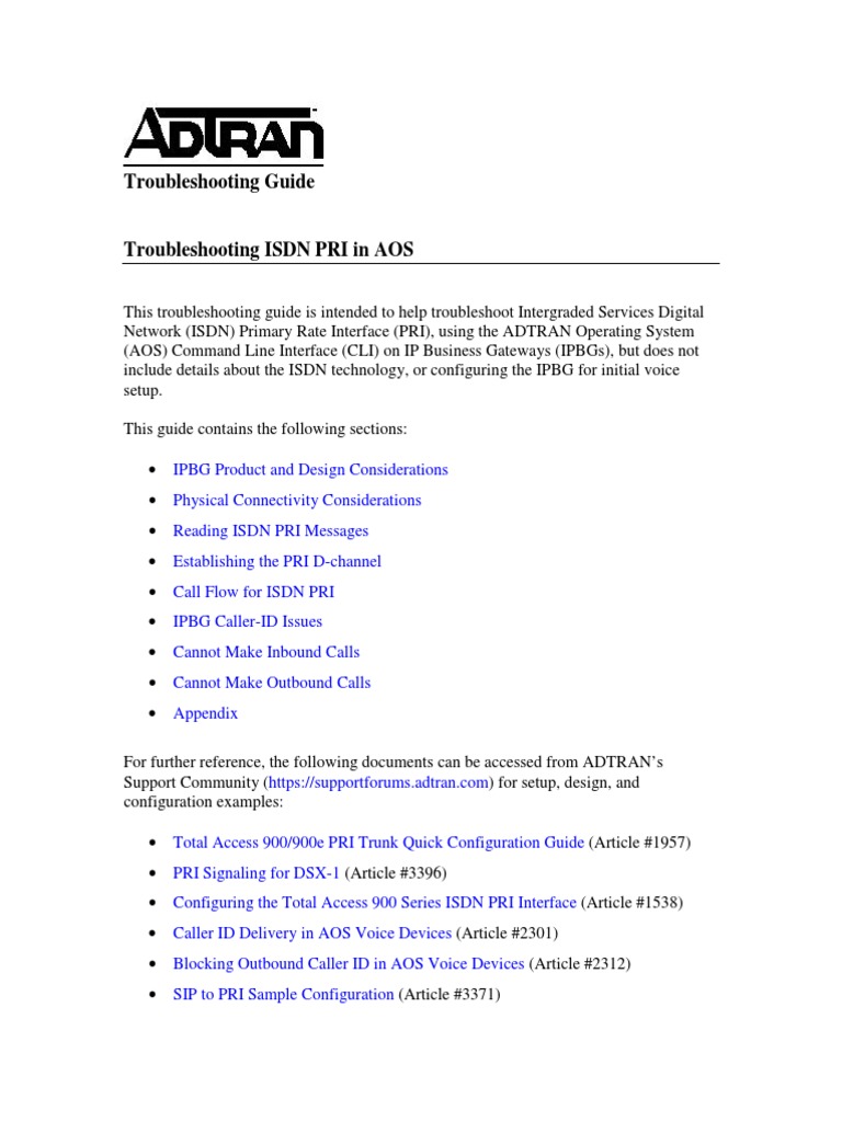 Adtran PRI Troubleshooting | PDF | Session Initiation Protocol | Command Line Interface