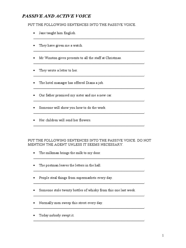 Passive and Active Voice Exercises | PDF