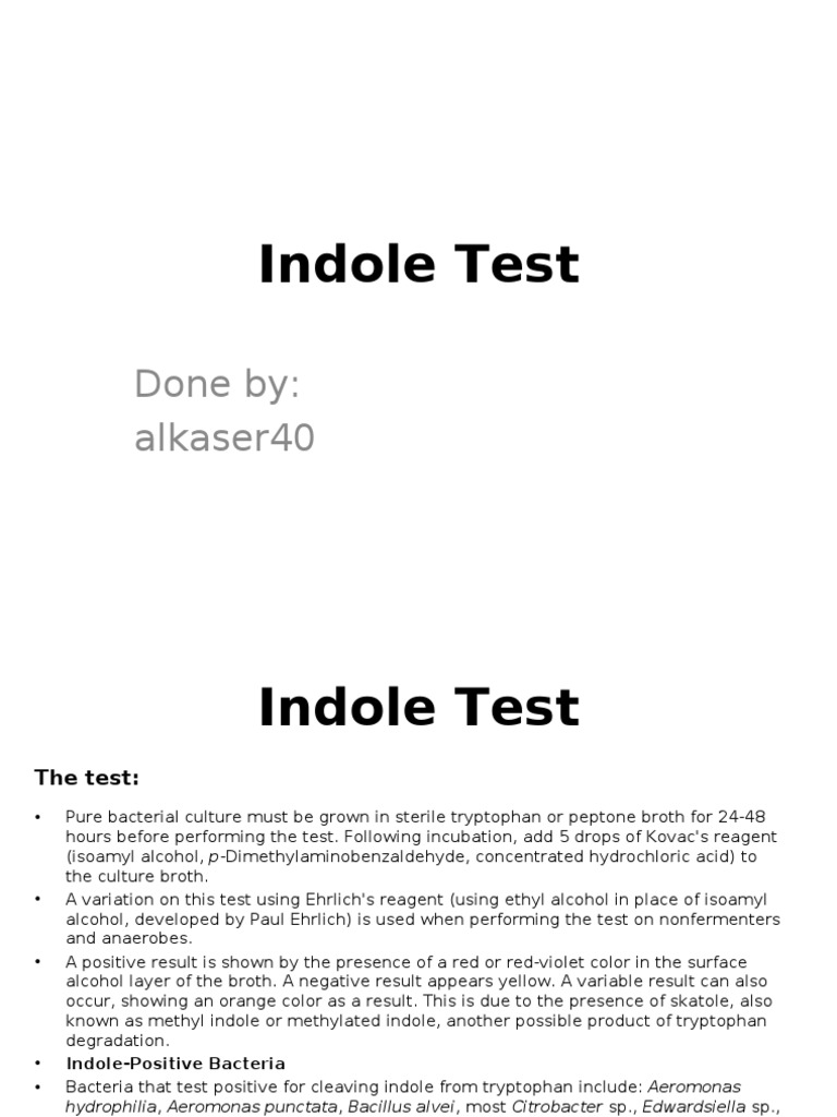 Indole Test | PDF | Bacteria | Prokaryote