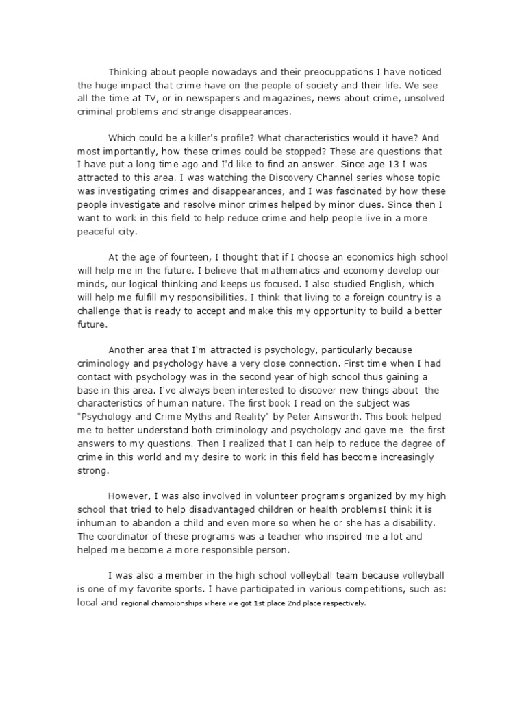 Personal Statement Complet | PDF | Criminology | Crime & Violence