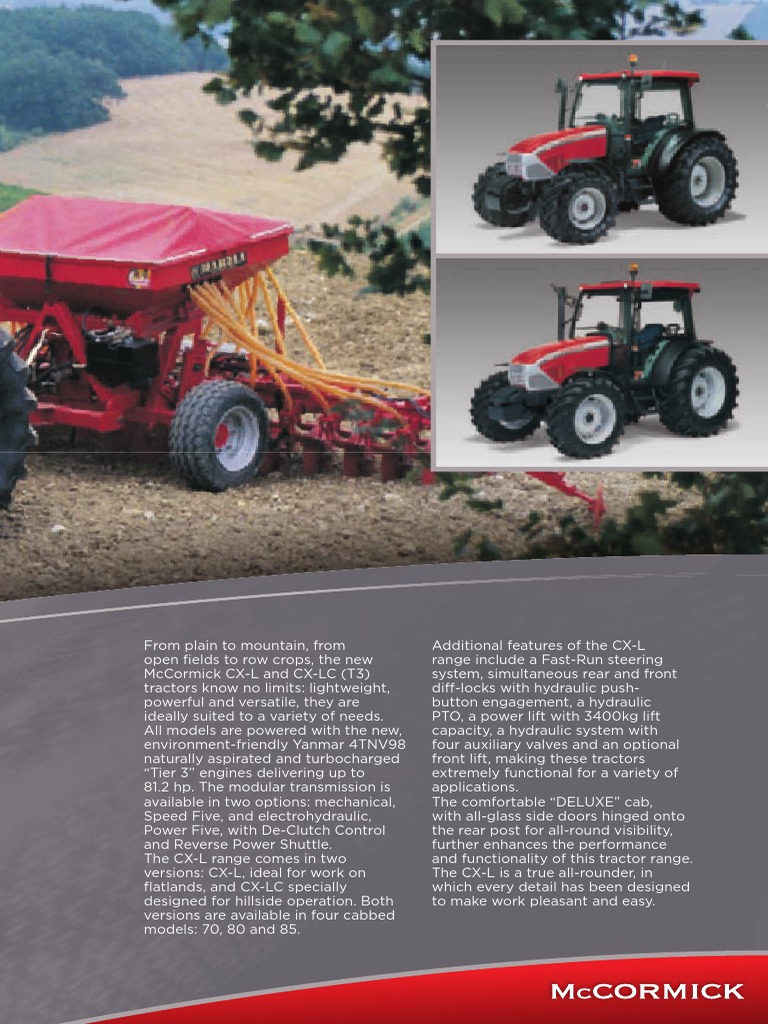 Mccormick CX-L Brochure en | PDF | Transmission (Mechanics) | Tractor