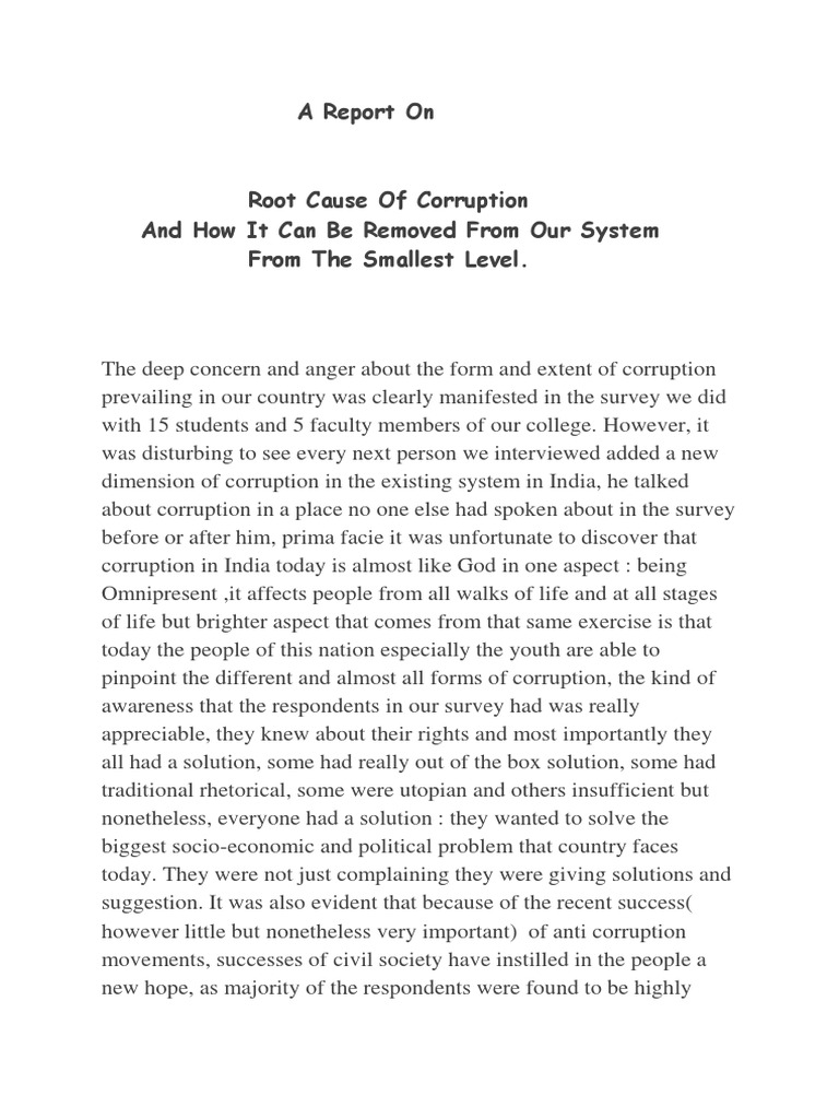 A Report On Corruption | PDF | Corruption | Society