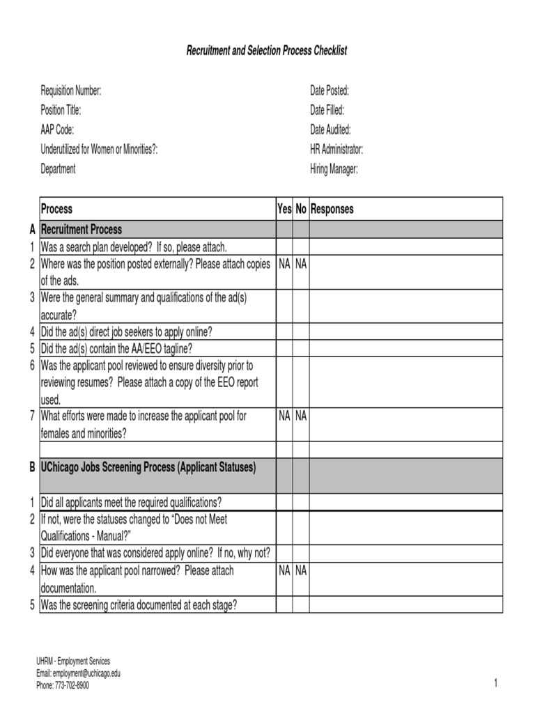 Audit Checklist 649 | Interview | Recruitment