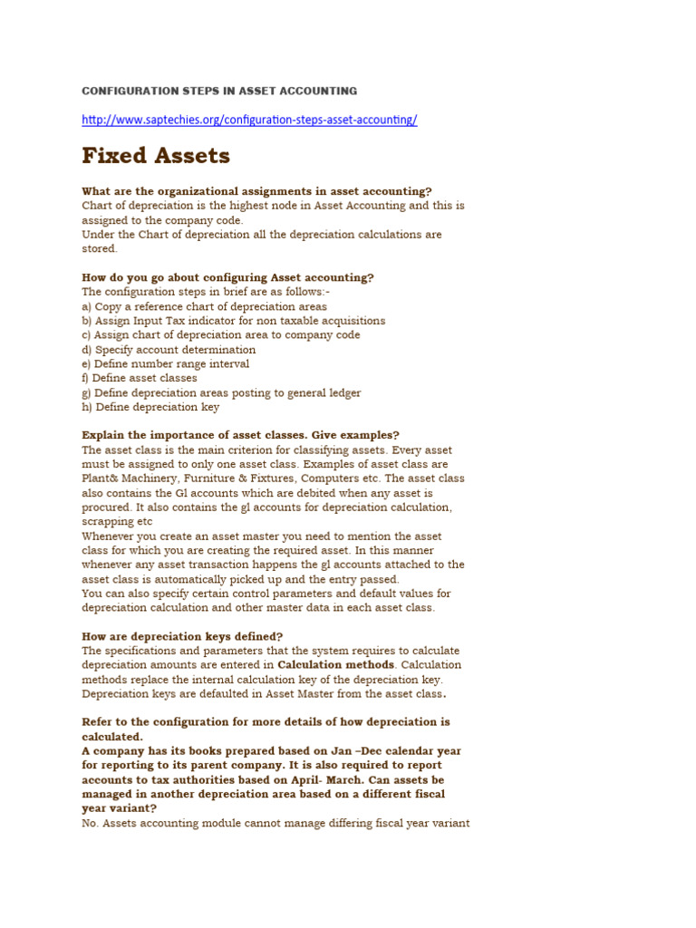 Asset Accounting Interview Questions | PDF | Depreciation | Valuation ...