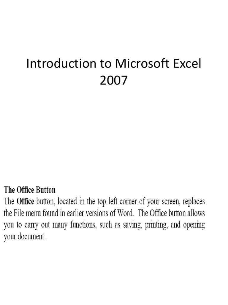 Excel Introduction | PDF | Spreadsheet | Software