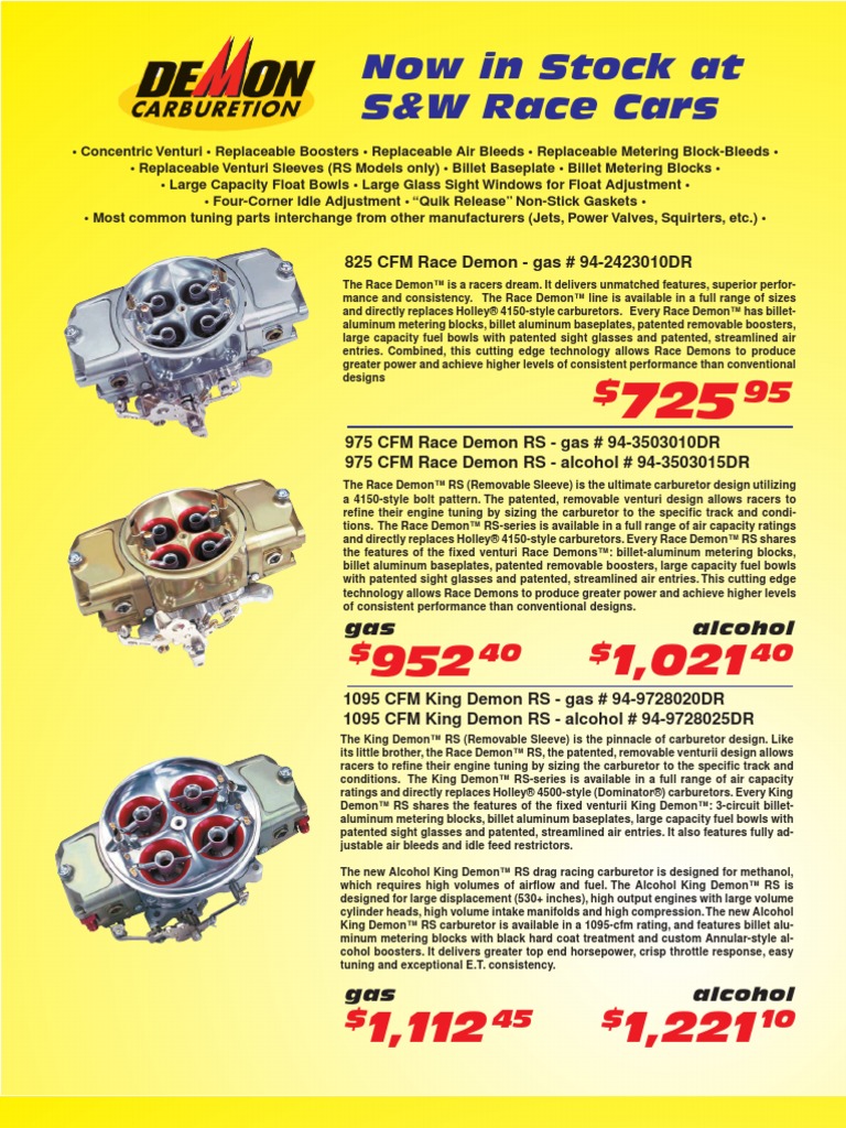 Demon Carburetors | PDF | Carburetor | Pump