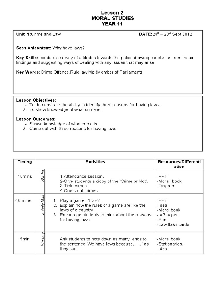 Lesson 2 Moral Y11 | PDF