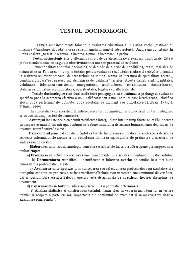 Model Test Docimologic Geografie | PDF