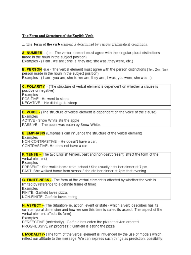 The Form and Structure of The English Verb | PDF | Verb | Semantic Units