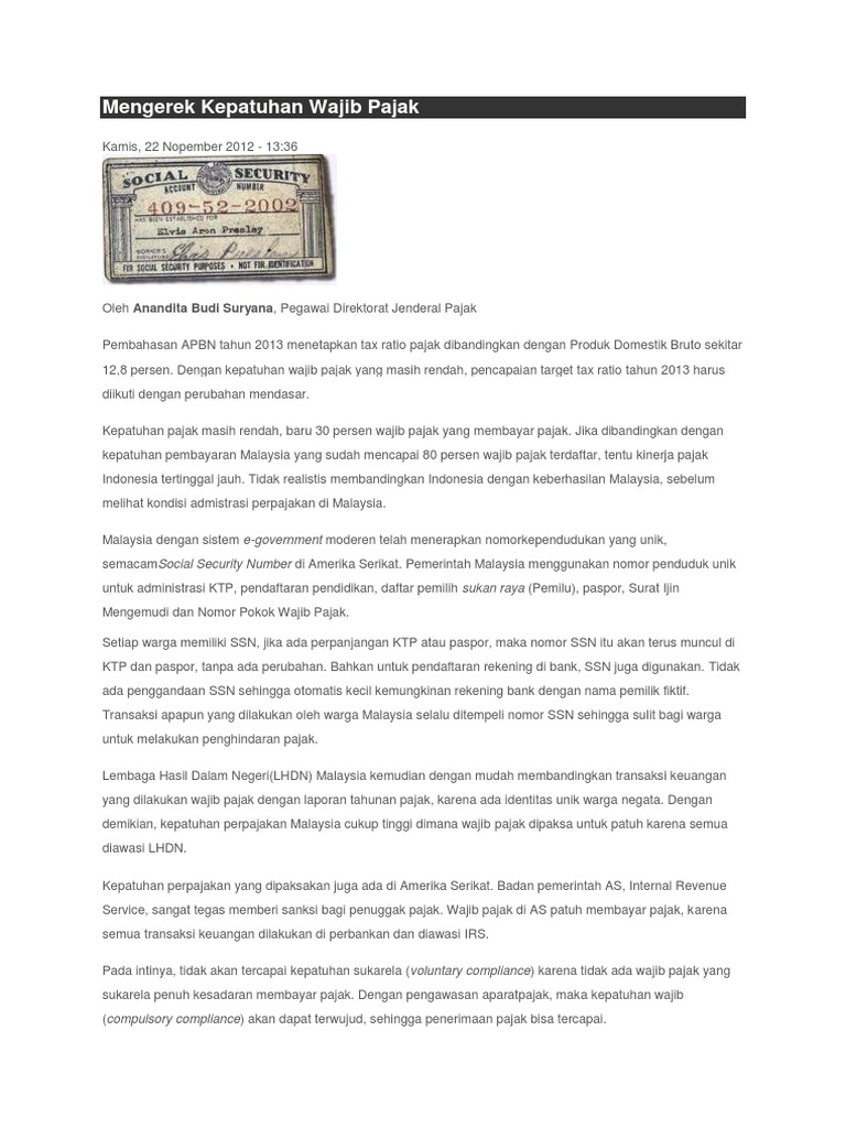 Artikel Kepatuhan Wajib Pajak | PDF