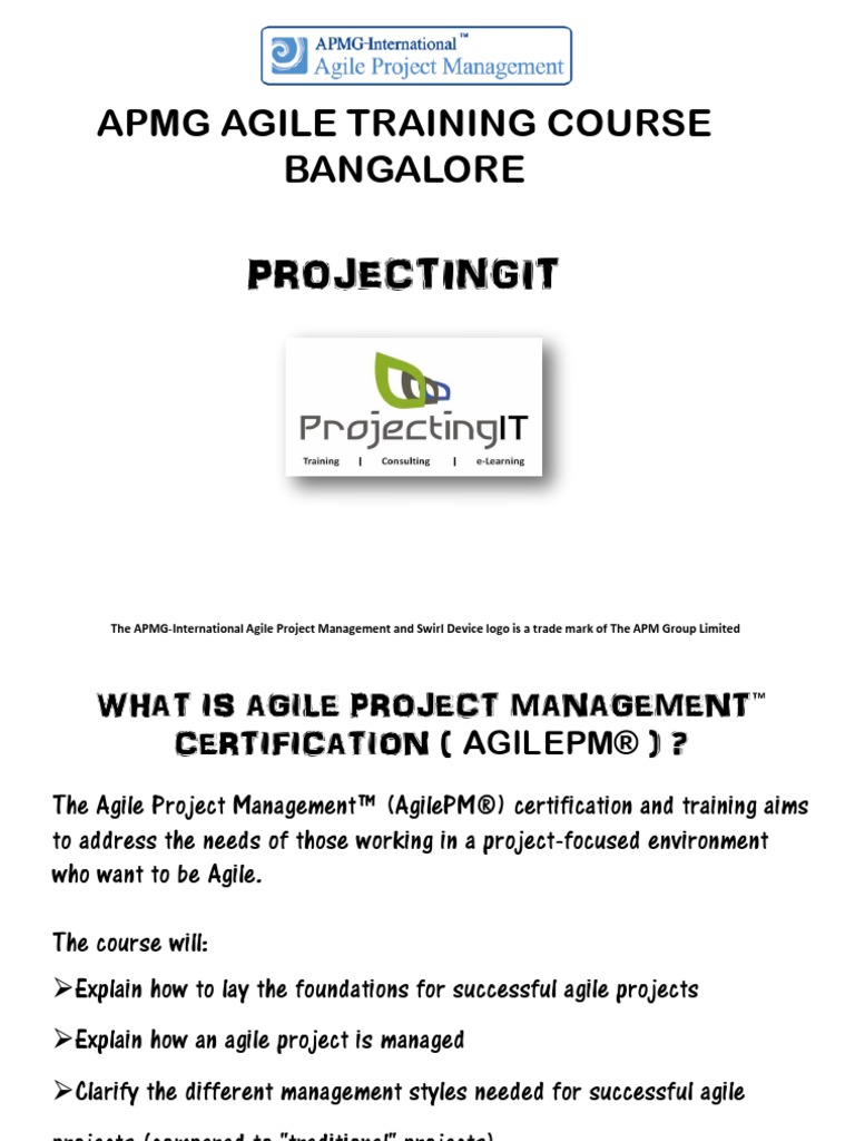 APMG Agile Project Management Training Course in Bangalore | PDF ...
