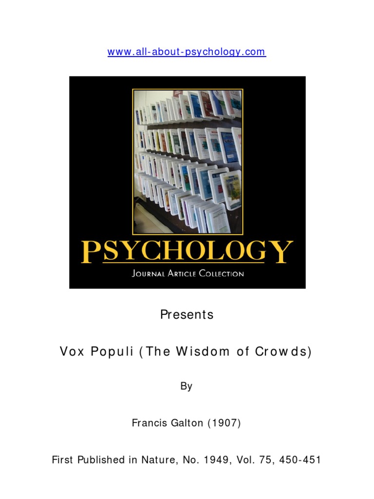 The Wisdom of Crowds | PDF | Francis Galton | Forensic Science