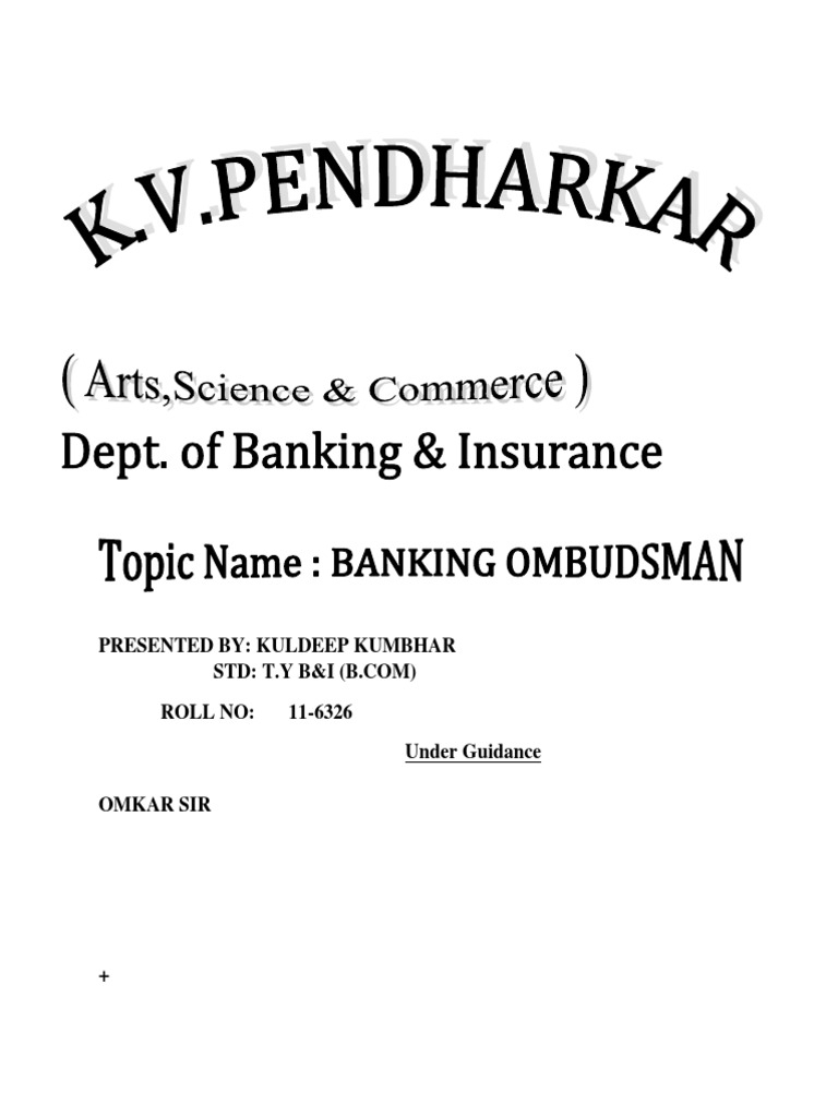 Banking Ombudsman | PDF | Reserve Bank Of India | Financial Crisis Of ...