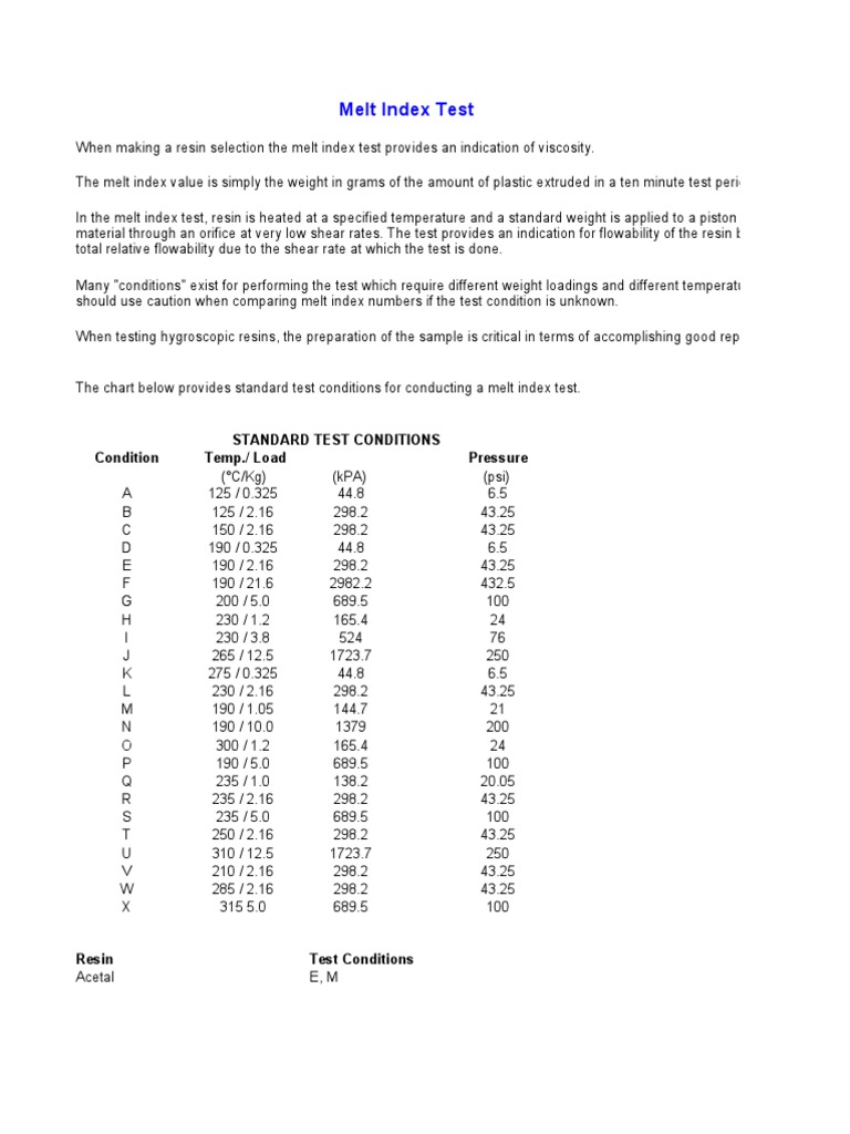 Melt Index Test | PDF | Extrusion | Materials