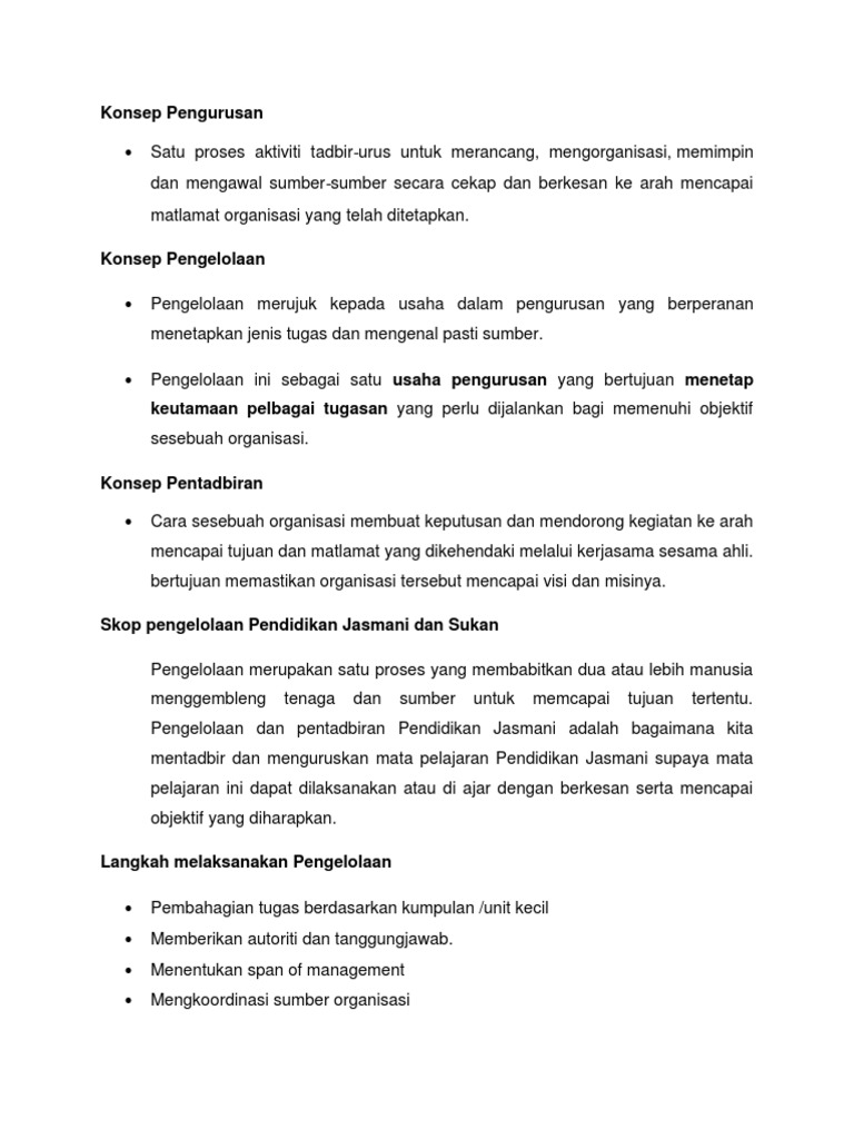 Konsep Pengurusan | PDF