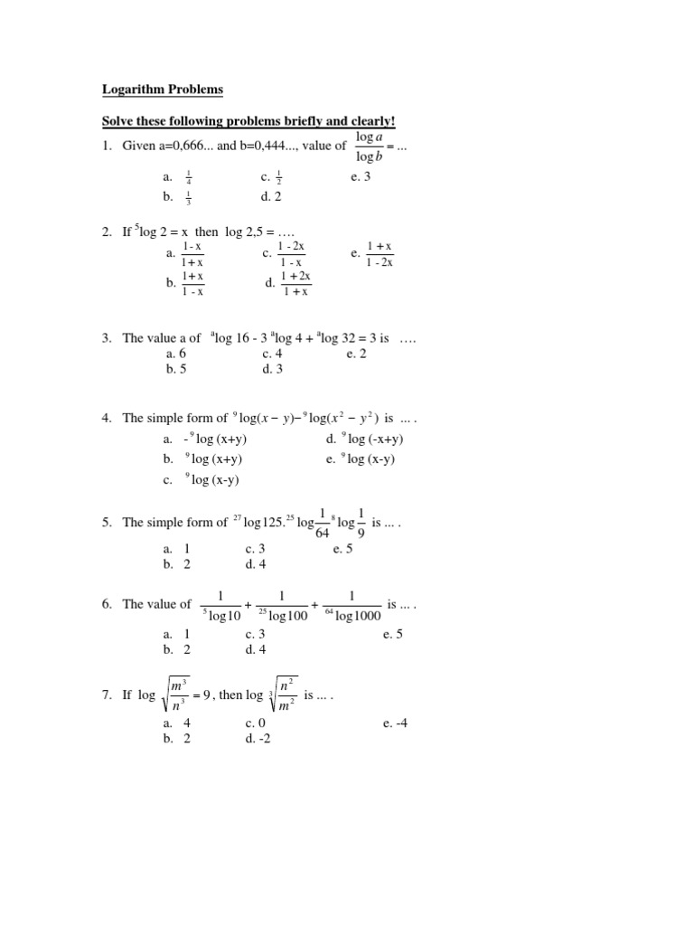 Soal Logaritma | PDF | Logarithm | Special Functions
