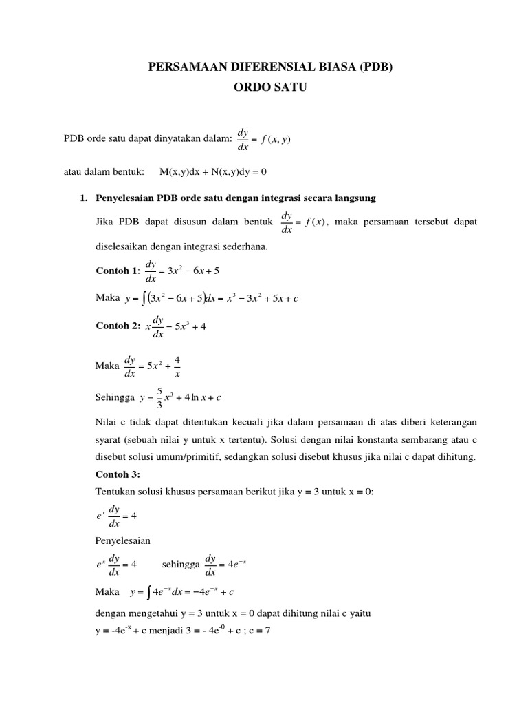 Persamaan Diferensial Biasa | PDF