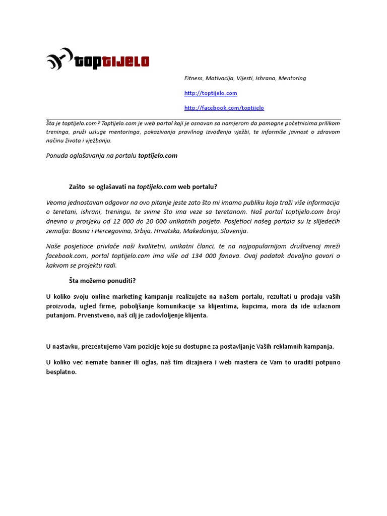 Ponuda Toptijelo / Primjer Ugovora | PDF