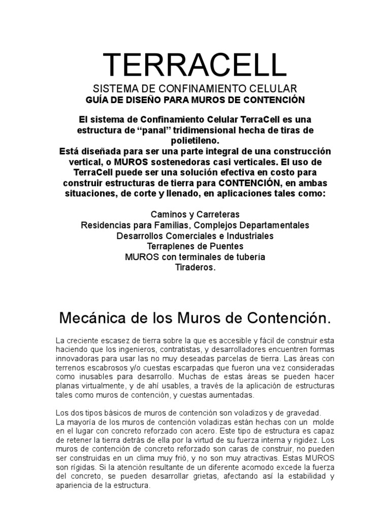 Diseño de Muros con TerraCell 175 | PDF | Erosión | Tierra