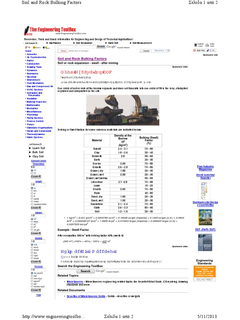 Soil Rock Bulking Factor D 15 | Download Free PDF | Soil | Density