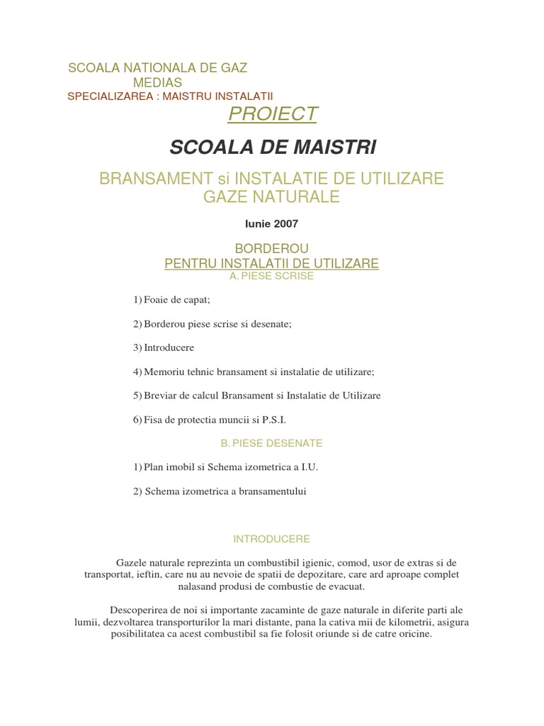 Bransament Si Instalatie de Utilizare | PDF