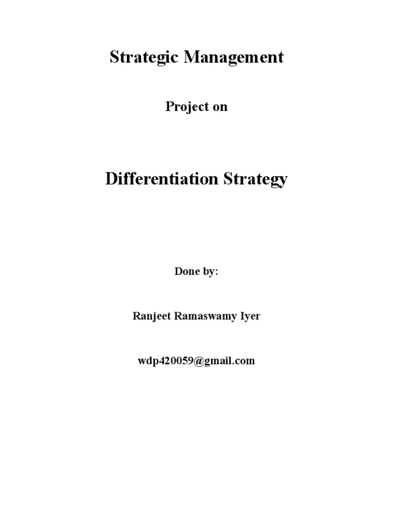 Differentiation Strategy | PDF | Strategic Management | Brand