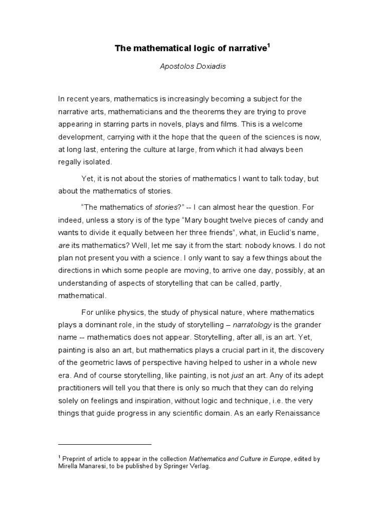 The Mathematical Logic of Narrative | PDF | Teaching Mathematics ...