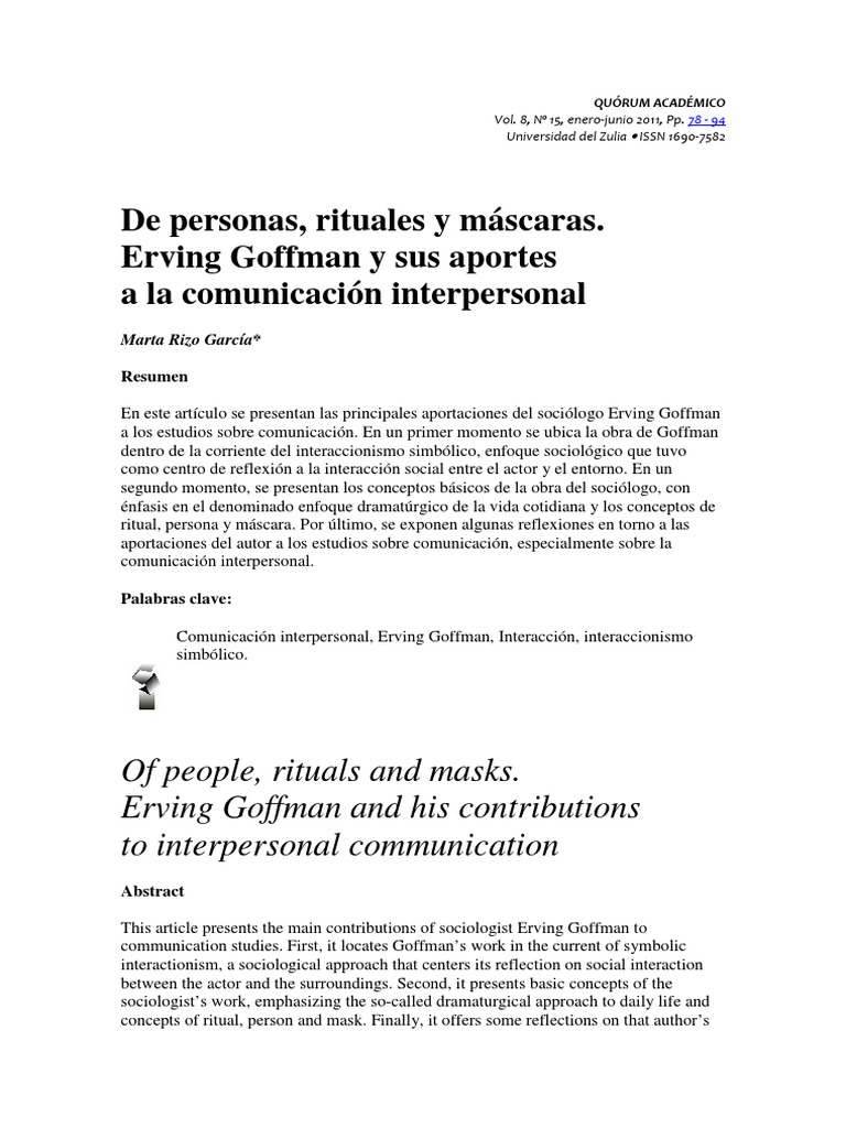 Aportaciones de Goffman a la comunicación | PDF