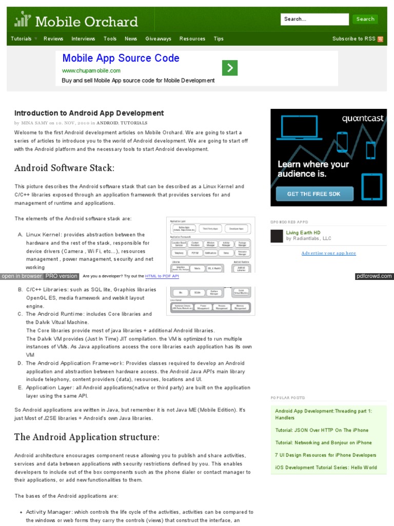 Mobile App Source Code: Android Software Stack | PDF | Android ...