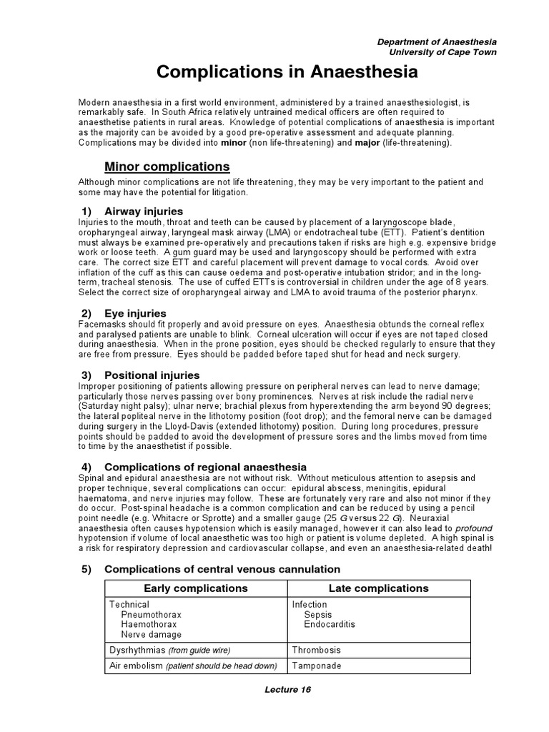 16 Complications in Anaesthesia PDF | PDF | Anesthesia | Breathing