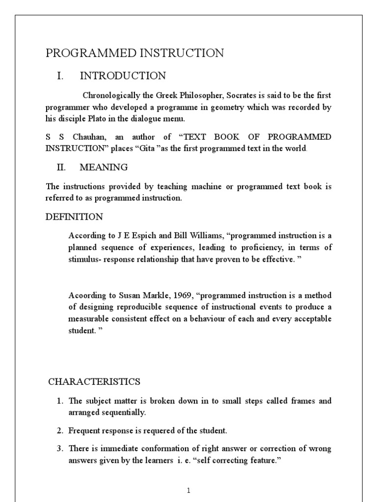 Programmed Instruction | PDF | Teachers | Learning