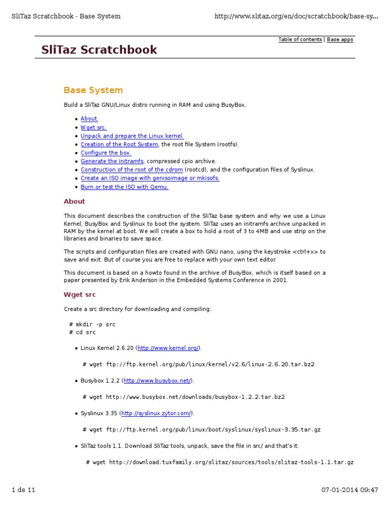 Slitaz Scratchbook: Base System | PDF | Linux | Operating System Technology