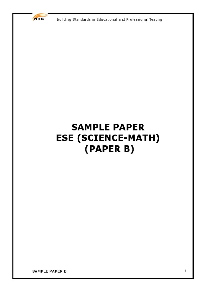 Sample Paper Ese (Science-Math) (Paper B) : Building Standards in ...