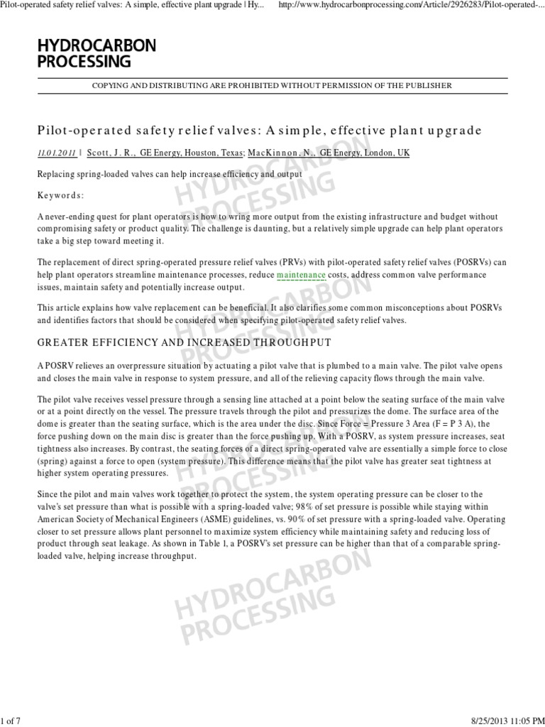 Pilot-Operated PSV - Effective Plant Upgrade | Download Free PDF ...