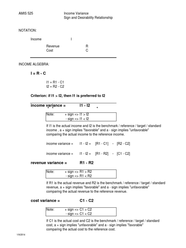 Income Variance Analysis Explained | PDF | Finance & Money Management
