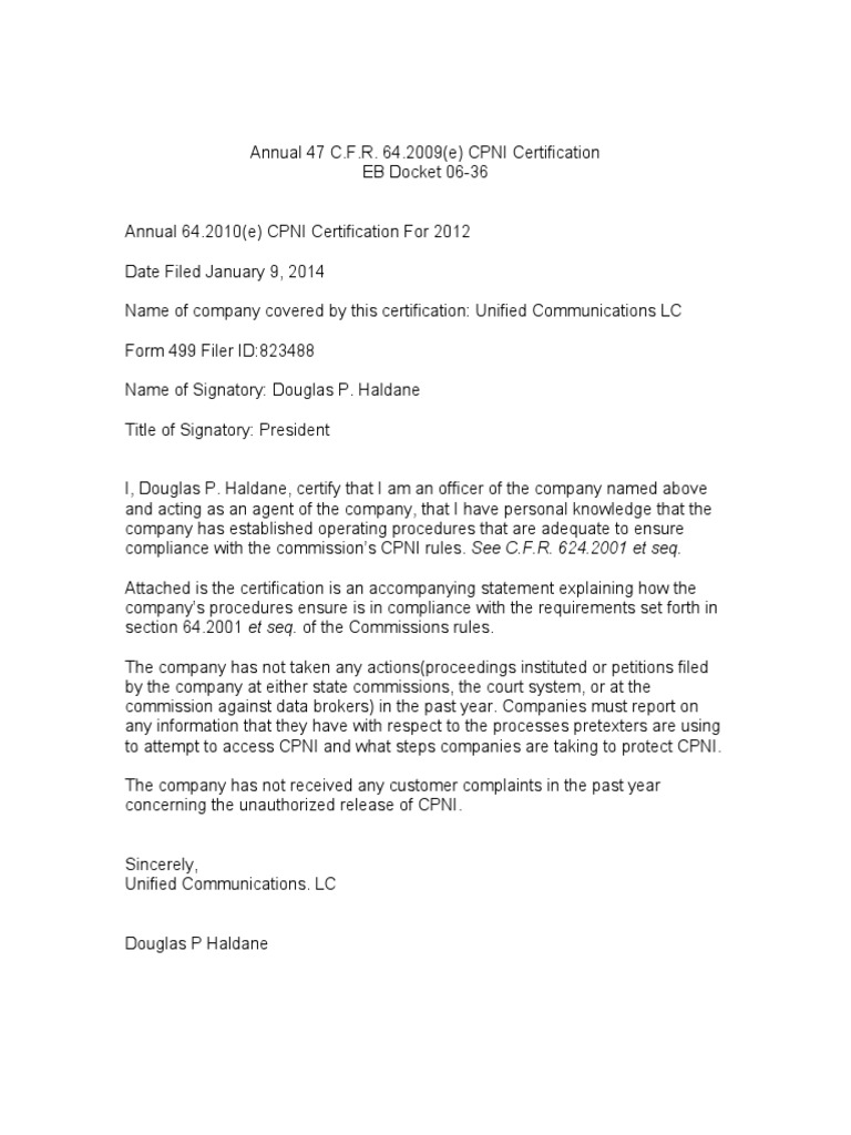 CPNI Letter | PDF