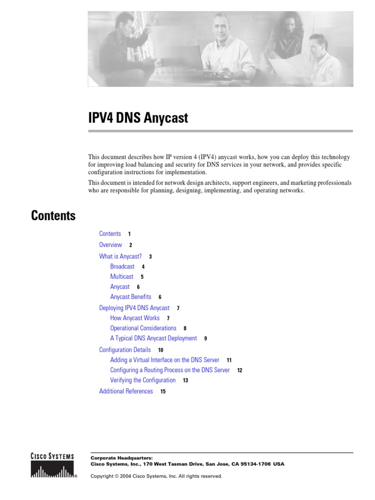 IPV4 DNS Anycast: Cisco Confidential - For Internal Use Only | PDF | Ip ...