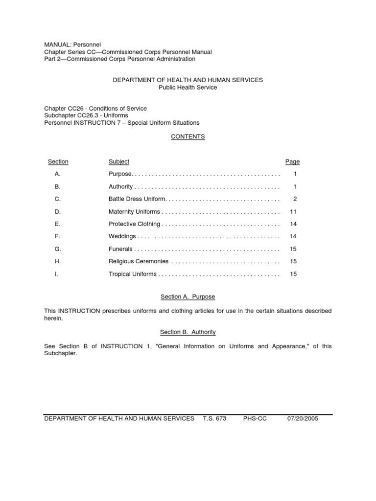 US Public Health Service Uniforms Guide | PDF | Uniforms | Softlines ...