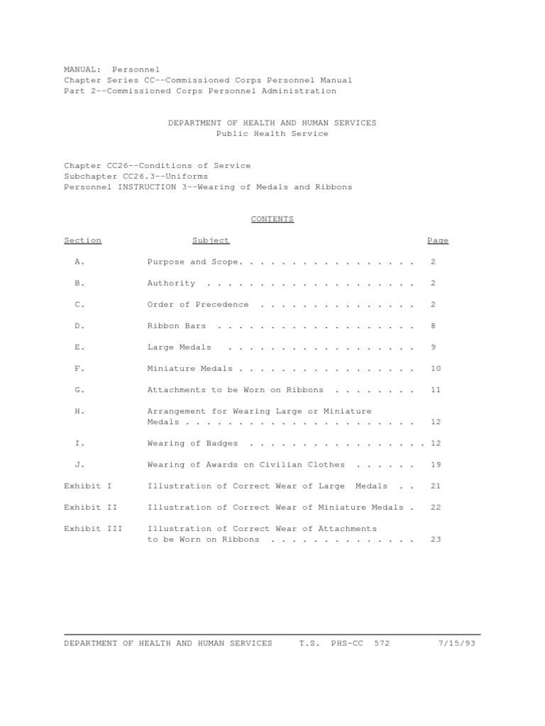 USPHS - Wearing of Medals and Ribbons | PDF | Orders, Decorations, And ...