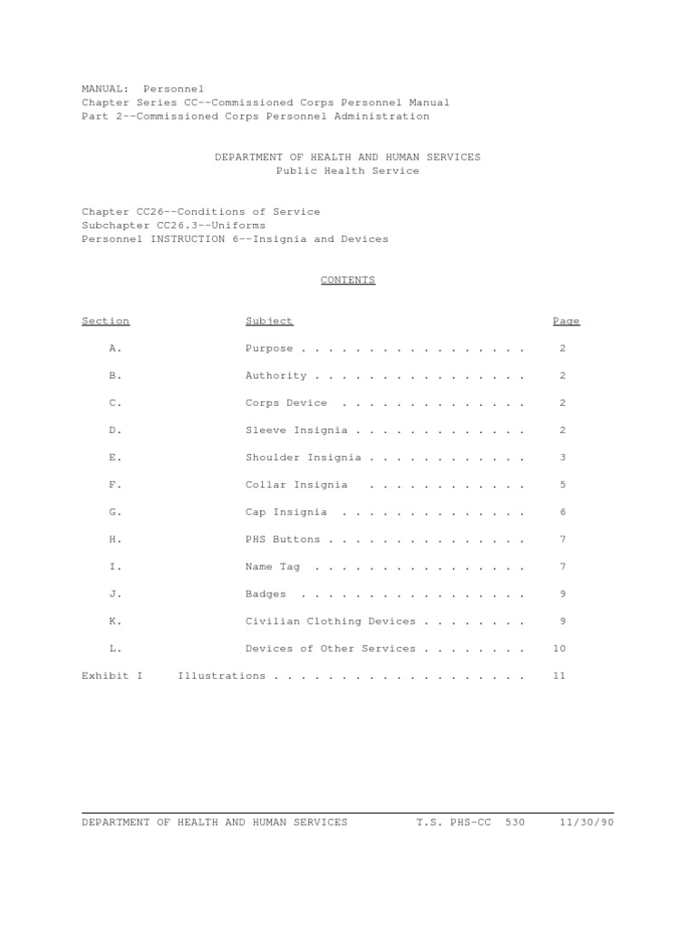 PHS Insignia and Devices Manual | PDF | Military Uniforms | Uniforms