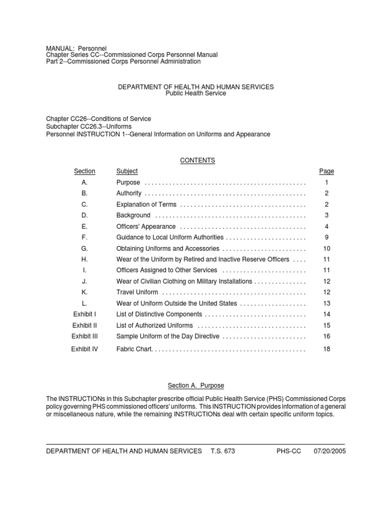 USPHS - General Information On Uniforms and Appearance | PDF ...