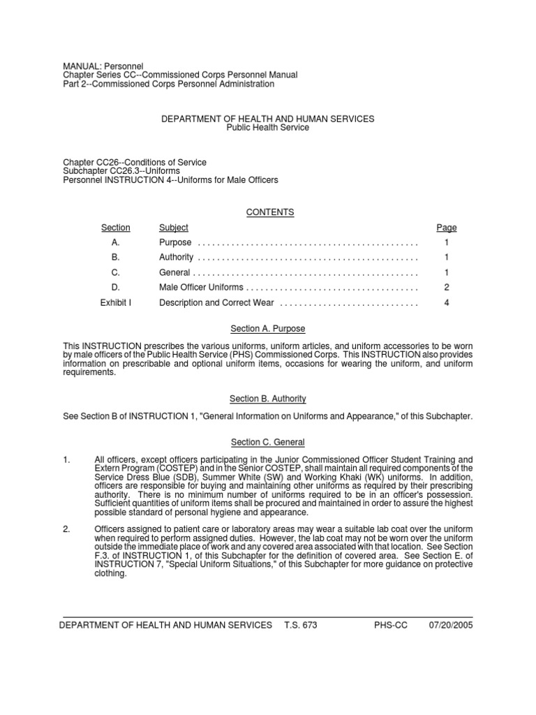 USPHS - Uniforms For Male Officers | PDF | Necktie | Sweater