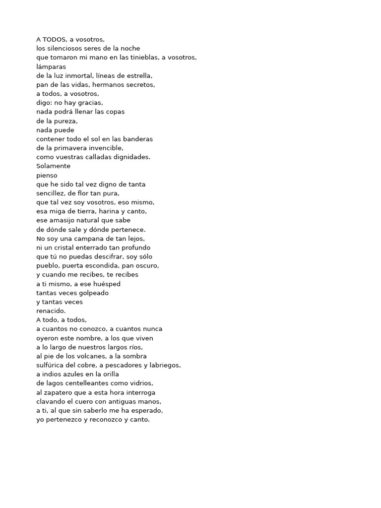 Poema Neruda - A Todos Vosotros | PDF