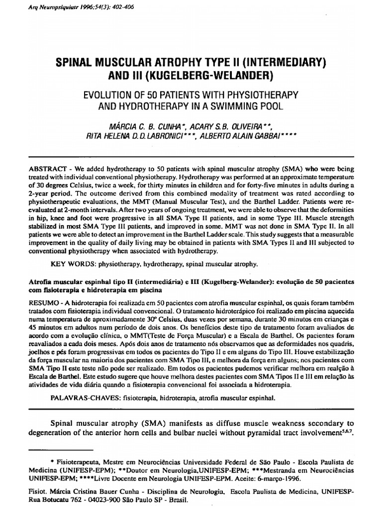 Spinal Muscular Atrophy Type Ii (Intermediary) and Iii (Kugelberg ...