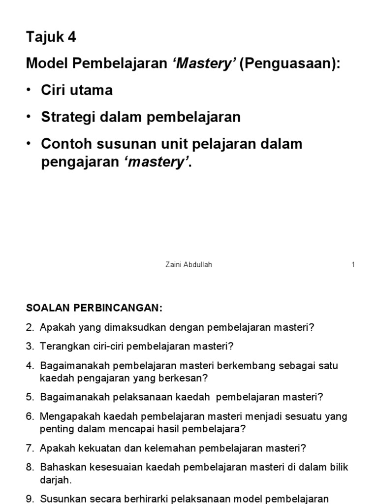 Mastery Learning | PDF